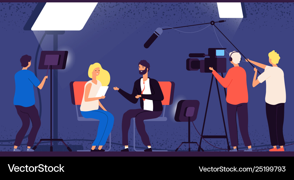 Studio interview host journalist tv broadcasting Vector Image