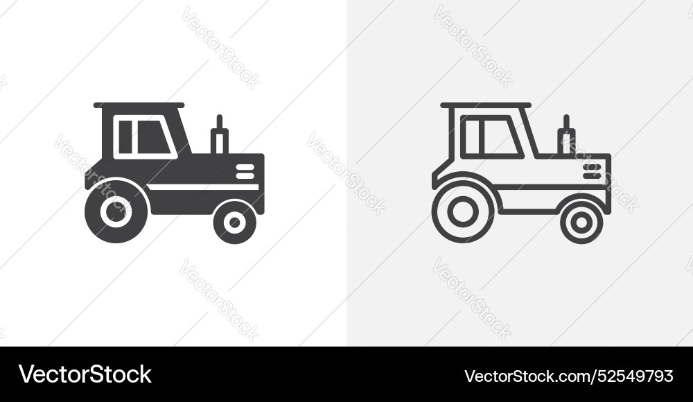 Tractor thin line icon set Royalty Free Vector Image