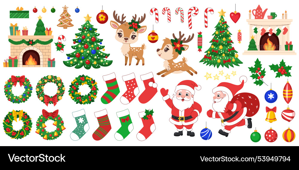 Big christmas set elements Royalty Free Vector Image