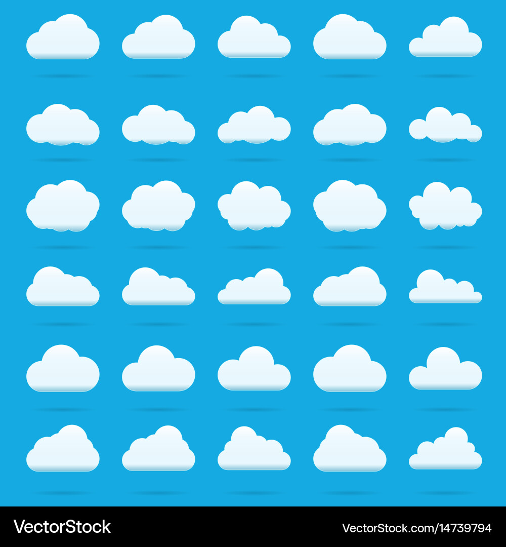Cloud icon set white color on blue background sky Vector Image