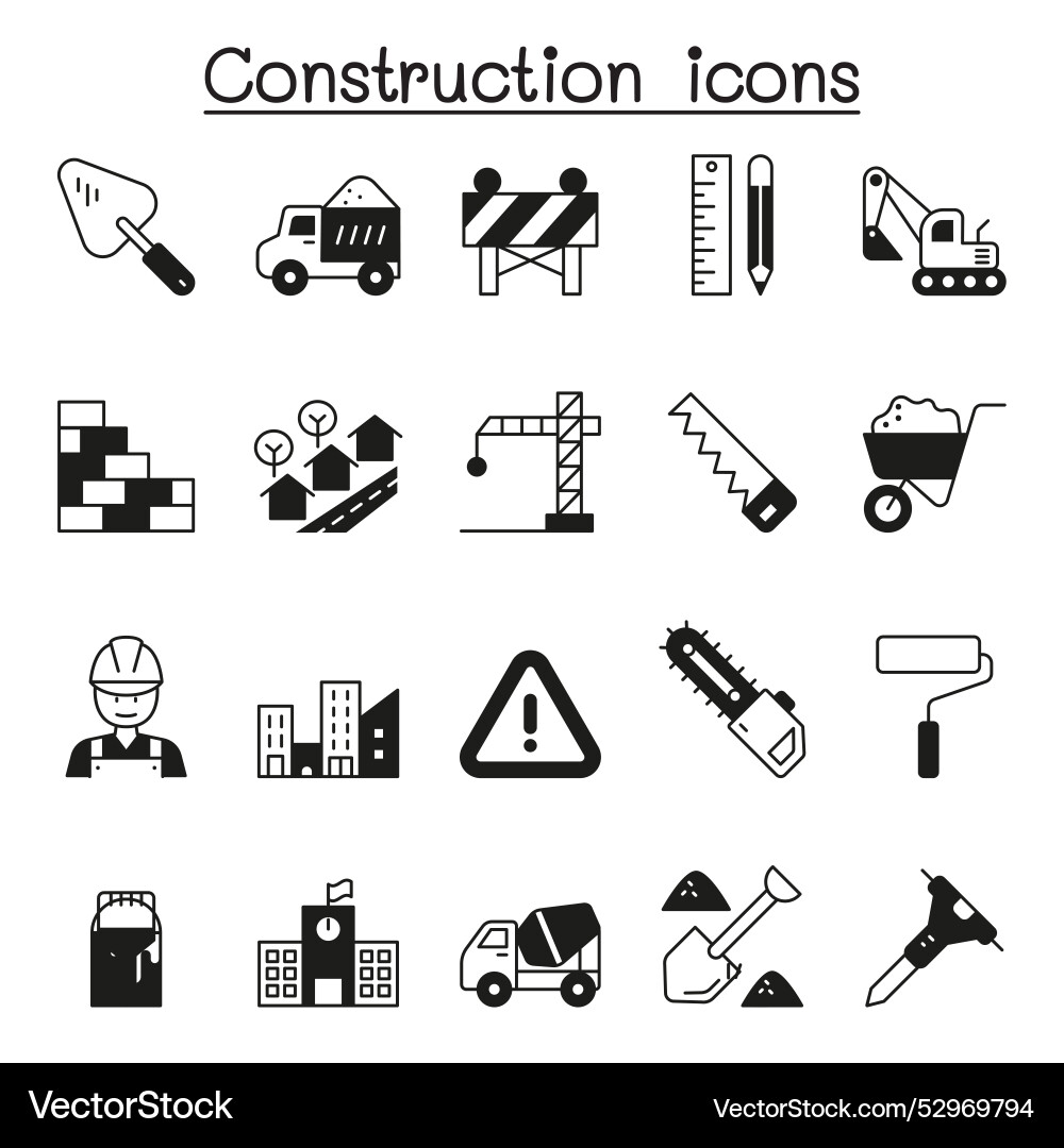 Construction icon set graphic design Royalty Free Vector