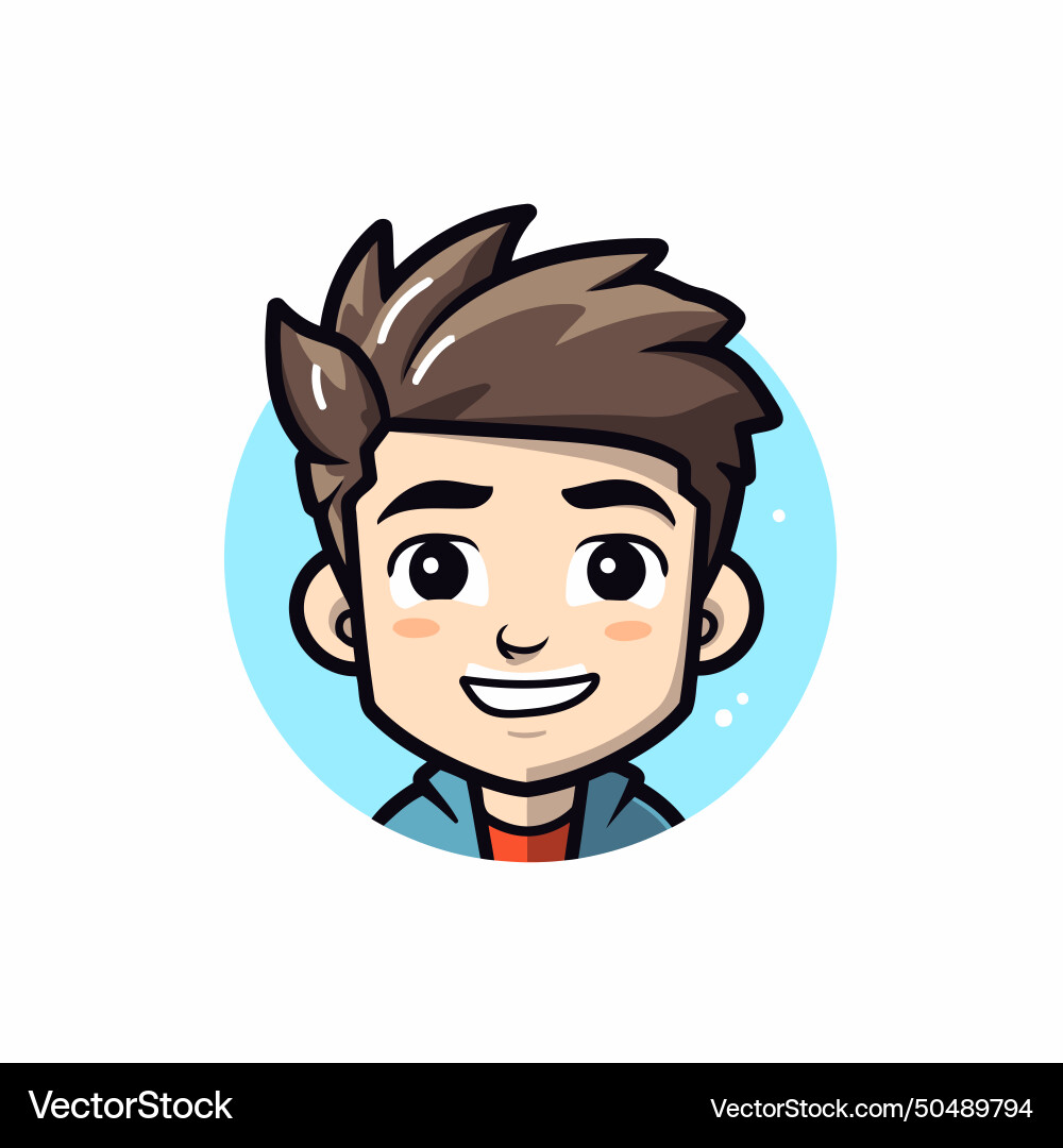 Cute boy face cartoon character Royalty Free Vector Image