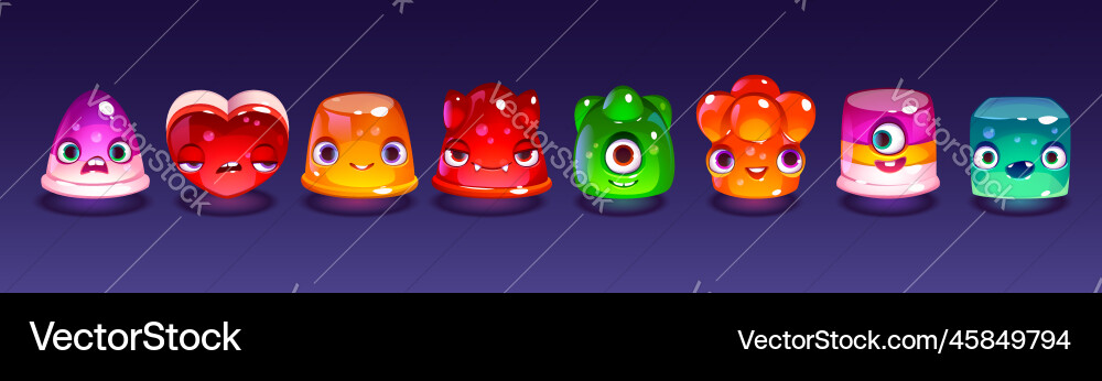 Cute jelly characters for ui game design Vector Image
