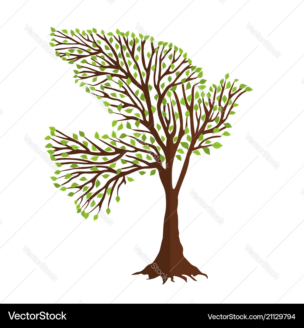 Dove bird shape in tree branches for nature help Vector Image