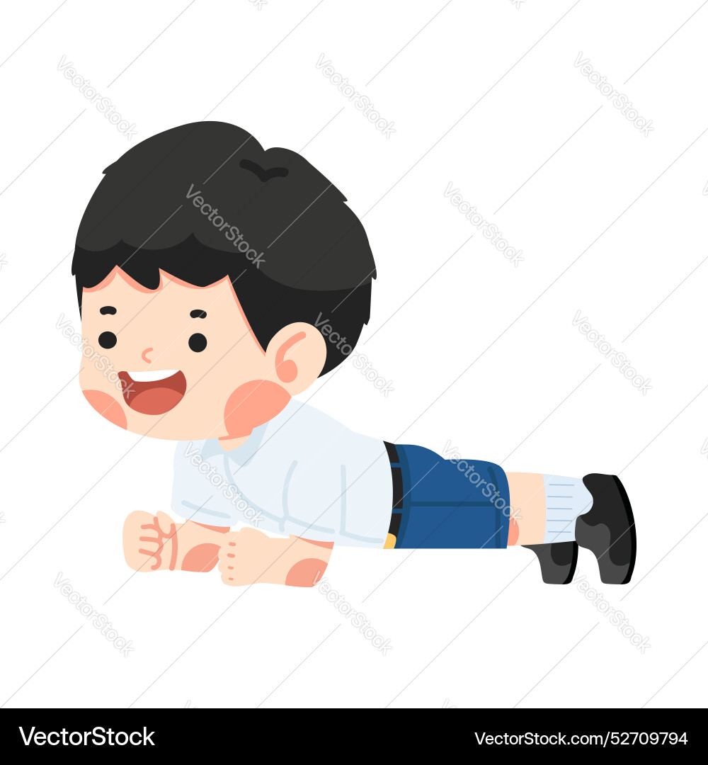 Kid doing push-ups exercise Royalty Free Vector Image