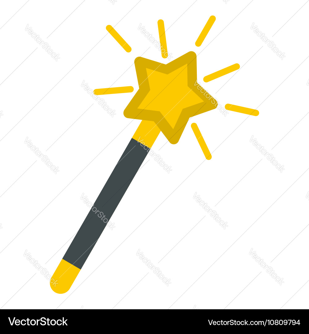 Magic wand icon flat style Royalty Free Vector Image