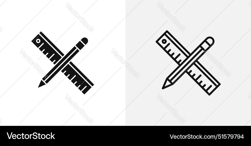 Pencil and ruler icon set Royalty Free Vector Image