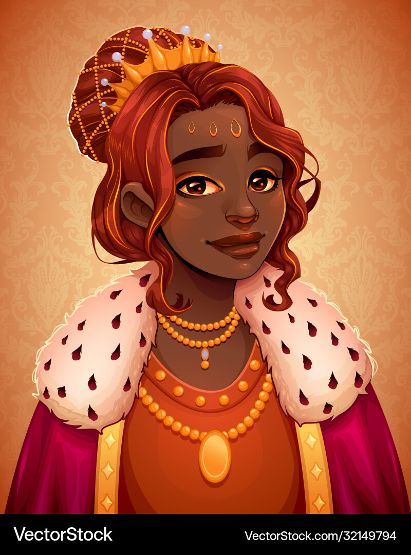 Portrait a beautiful african queen Royalty Free Vector Image