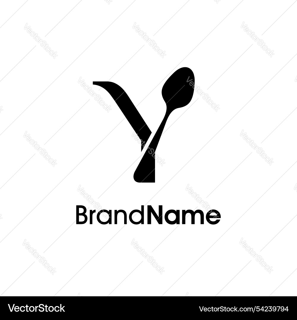 Unique and simple initial y spoon logo Royalty Free Vector