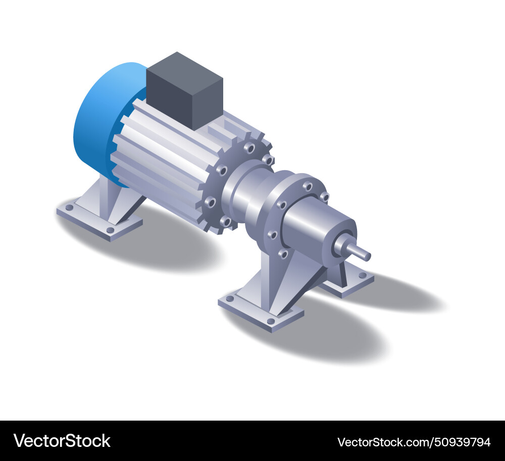 Water pump dynamo system flat isometric 3d Vector Image