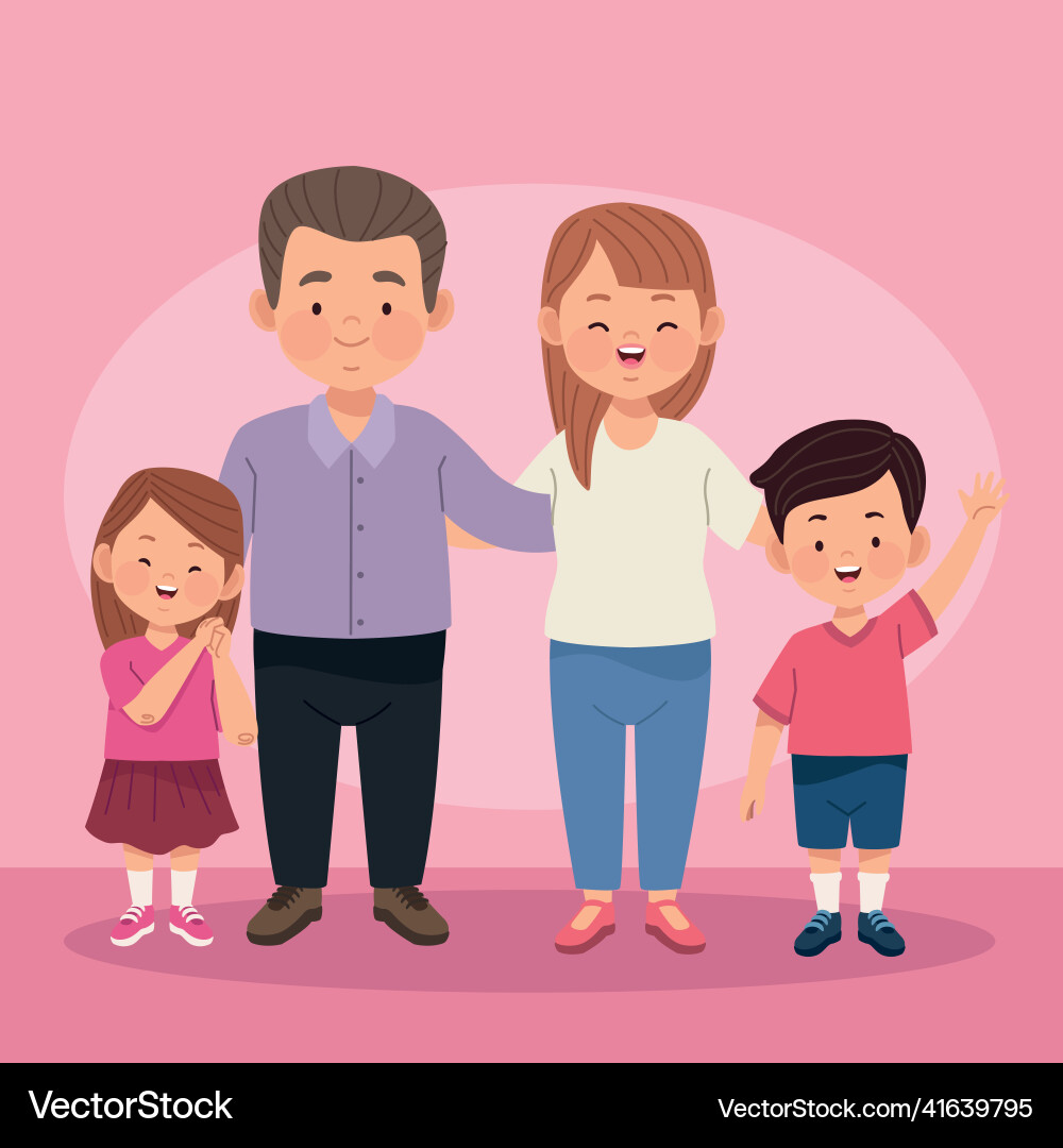 Four family members characters Royalty Free Vector Image