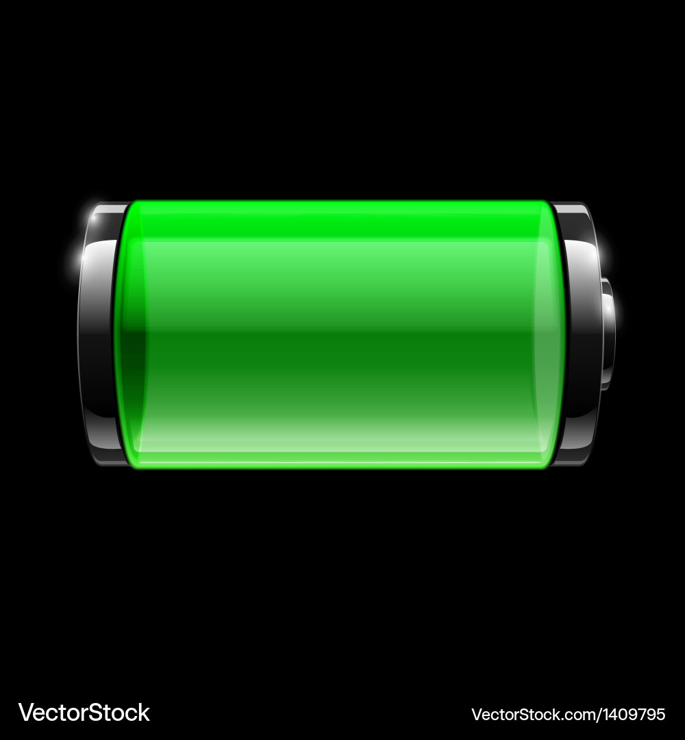 Full Battery Icon - Green Royalty Free Vector Image