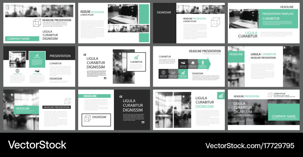 Green presentation templates and infographics Vector Image