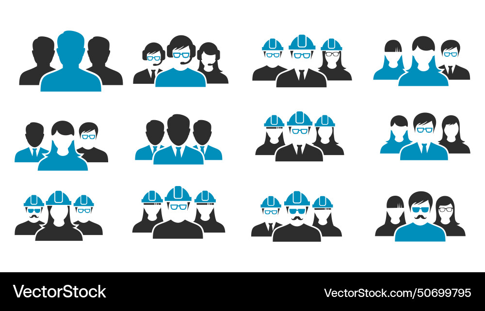 Human avatar worker icons set Royalty Free Vector Image