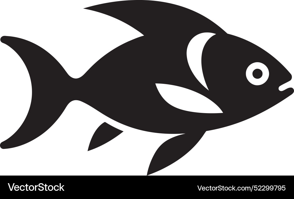 Monochromatic marine memoirs black fish Royalty Free Vector