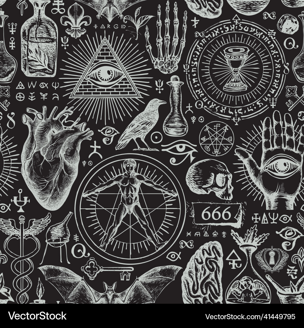 Occult Seamless Pattern Royalty Free Vector Image