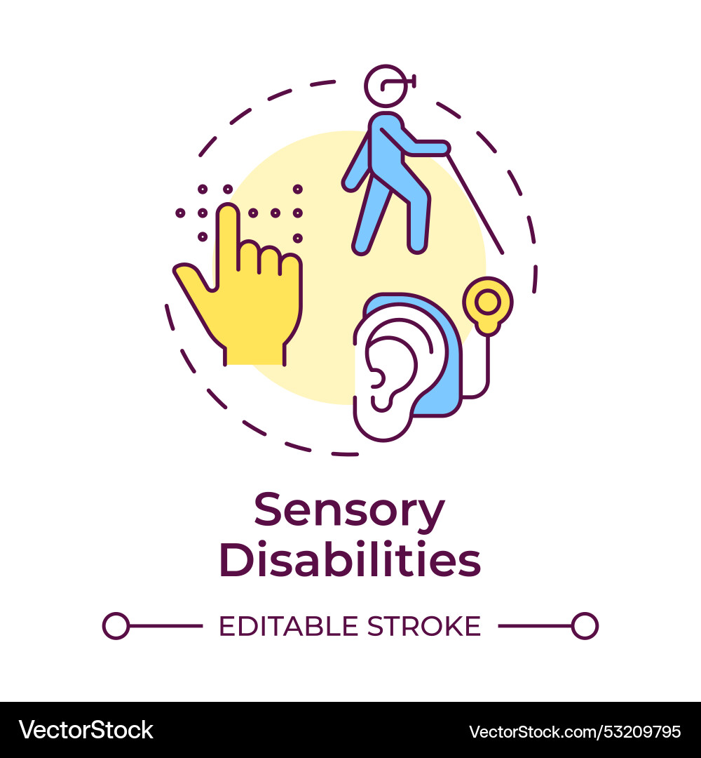 Sensory disabilities multi color concept icon Vector Image