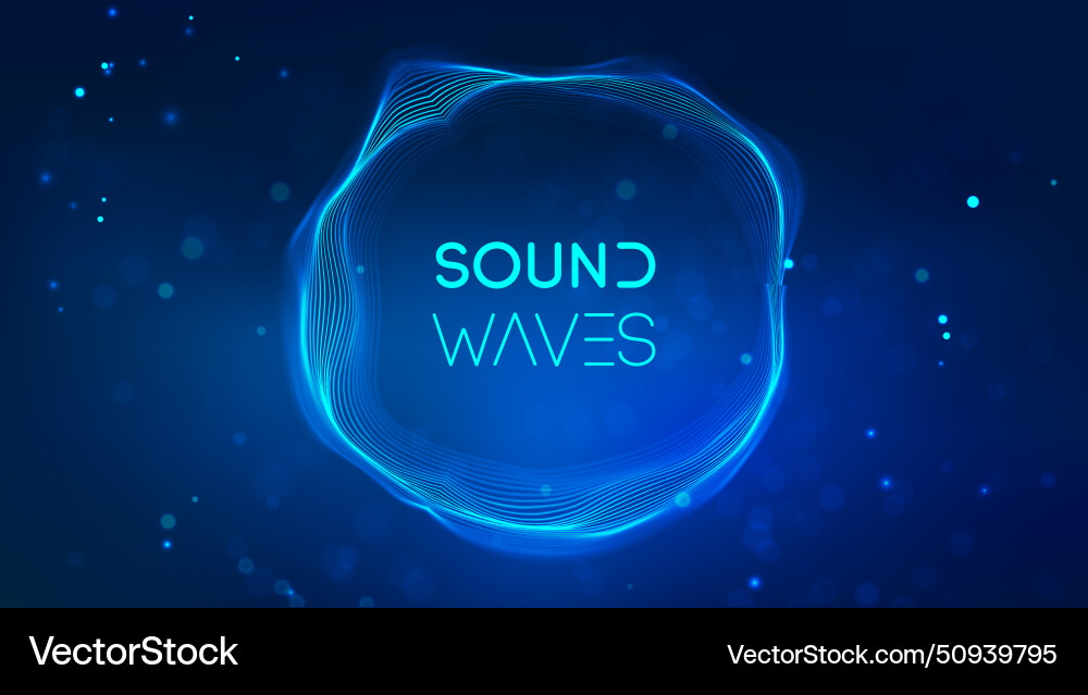 Sound wave circle visualization on blue background