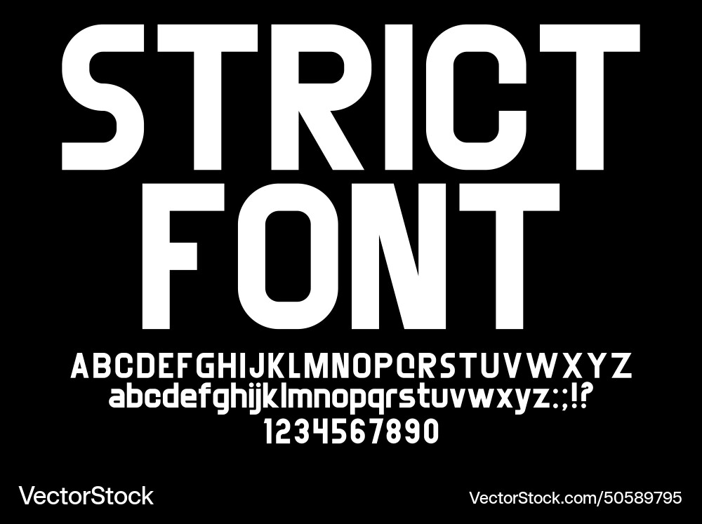 Strict font Royalty Free Vector Image - VectorStock