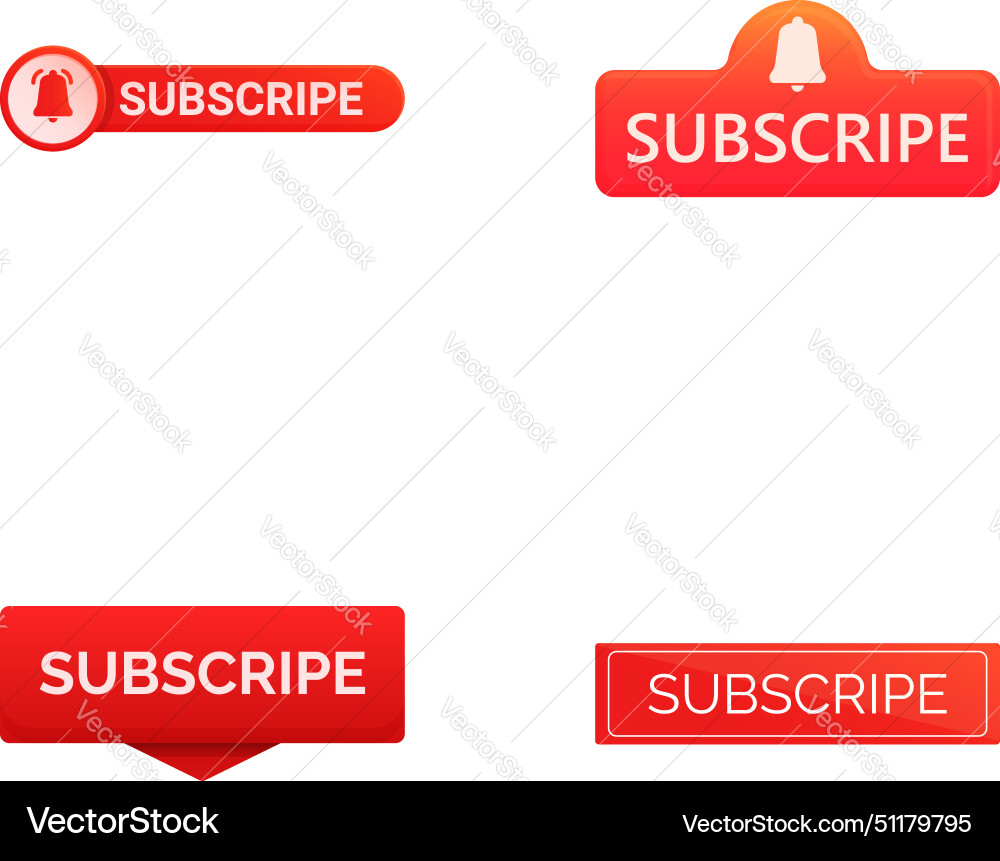 Subscribe now icons set cartoon red Royalty Free Vector