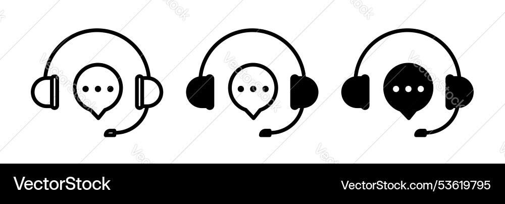Support service headset icon set customer care Vector Image