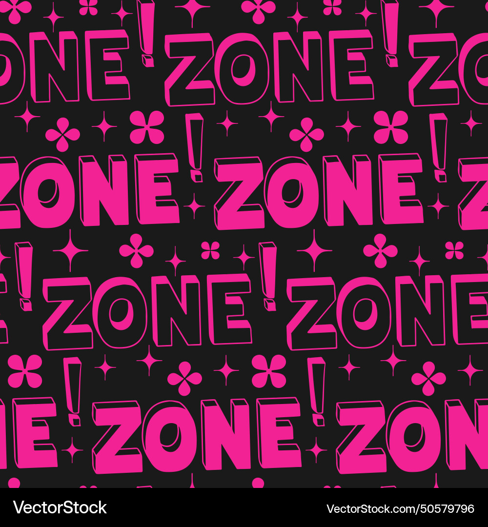 90s style bold retro pattern with doodle word zone