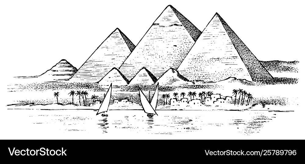 Ancient Egypt Pyramid of Giza Royalty Free Vector Image
