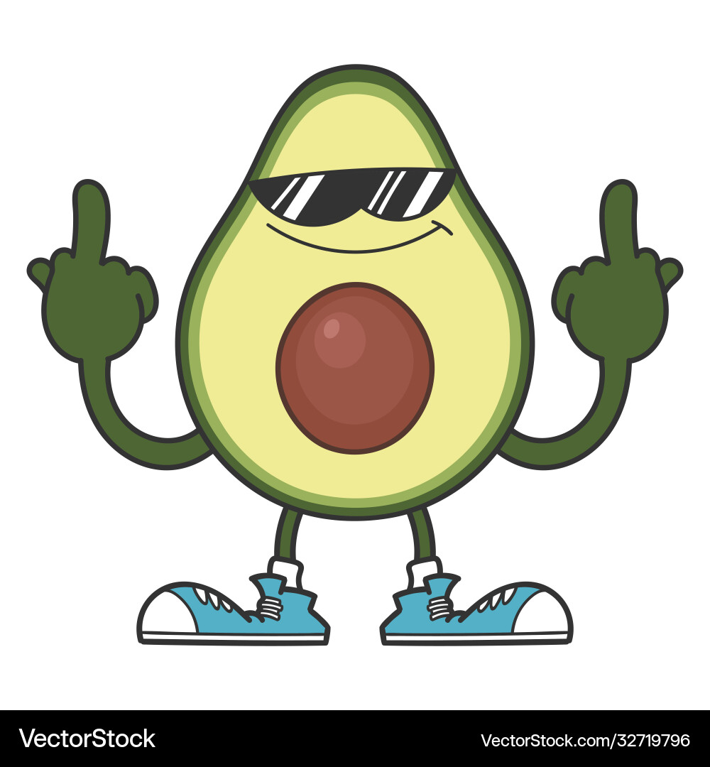 Avocado Cartoon with Middle Finger Royalty Free Vector Image