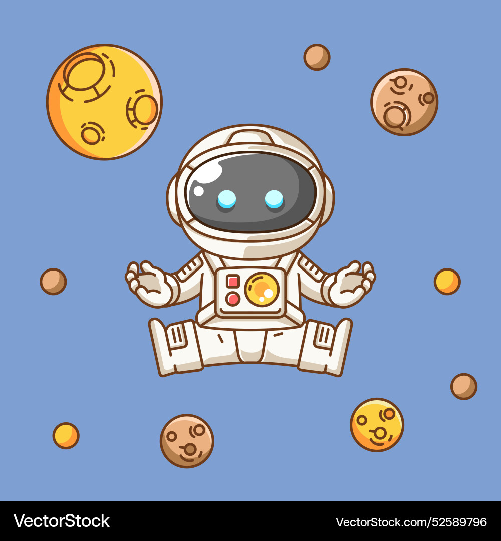 Cute astronaut in space kawaii chibi character Vector Image
