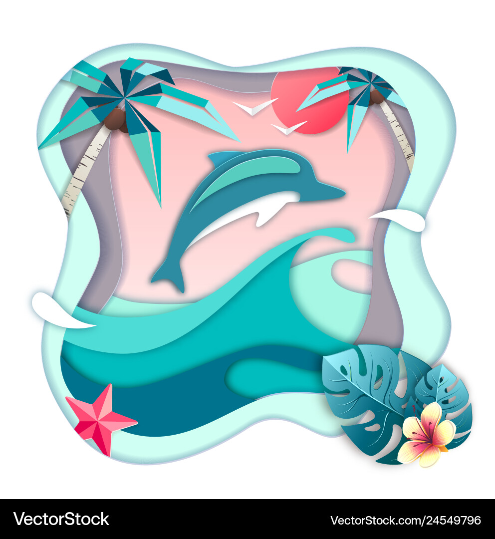 Dolphin in Turquoise Water Royalty Free Vector Image