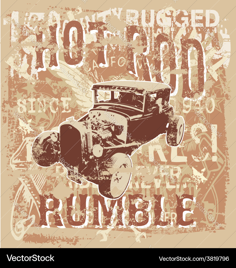 Hot rod rumble Royalty Free Vector Image - VectorStock