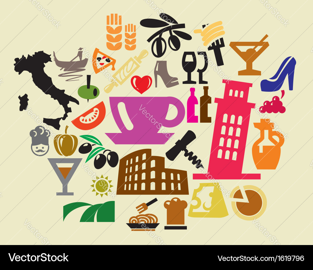Italy icons Royalty Free Vector Image - VectorStock