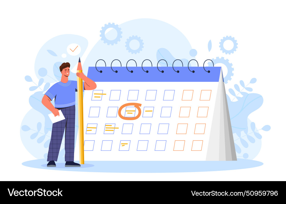 Man with calendar Royalty Free Vector Image - VectorStock