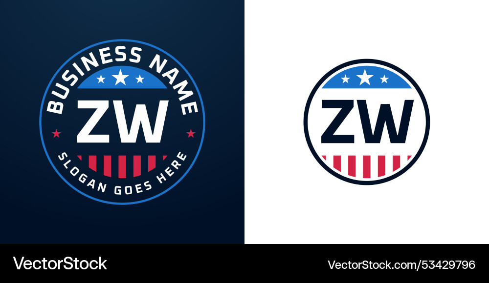 Patriotic zw logo design letter Royalty Free Vector Image