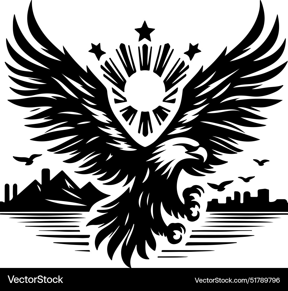 Philippine eagle isolated black design Royalty Free Vector