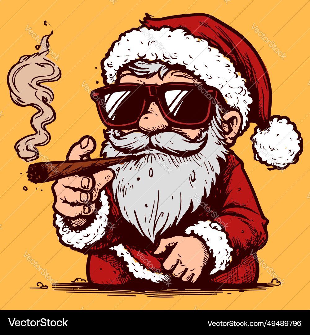 Santa claus smoking Royalty Free Vector Image - VectorStock