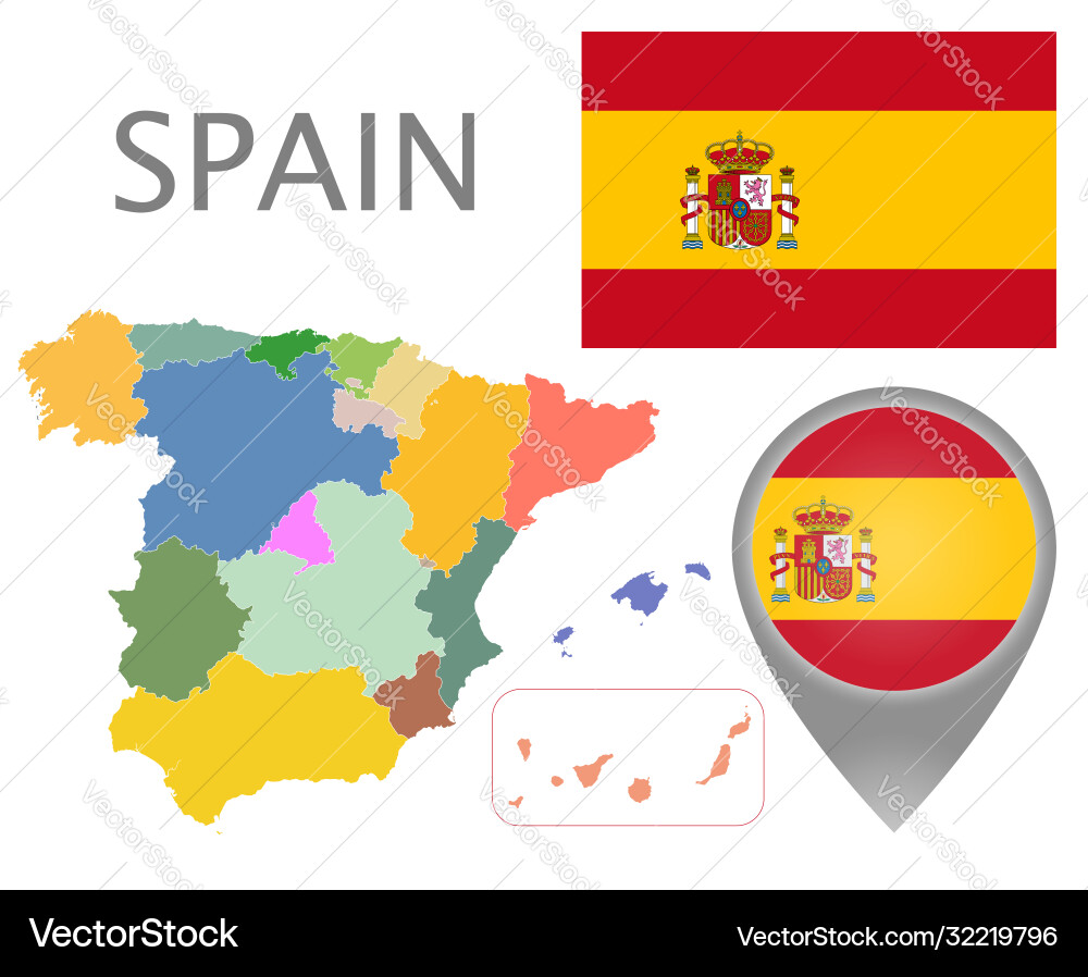 Spain administrative divisions Royalty Free Vector Image