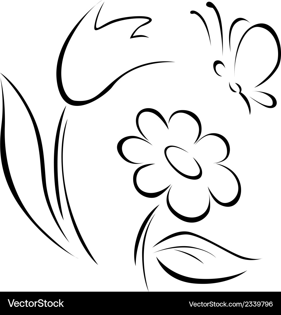 Spring flower outline Royalty Free Vector Image