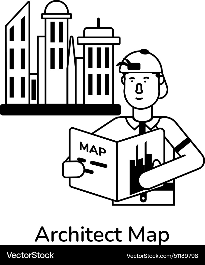 Architect map Royalty Free Vector Image - VectorStock