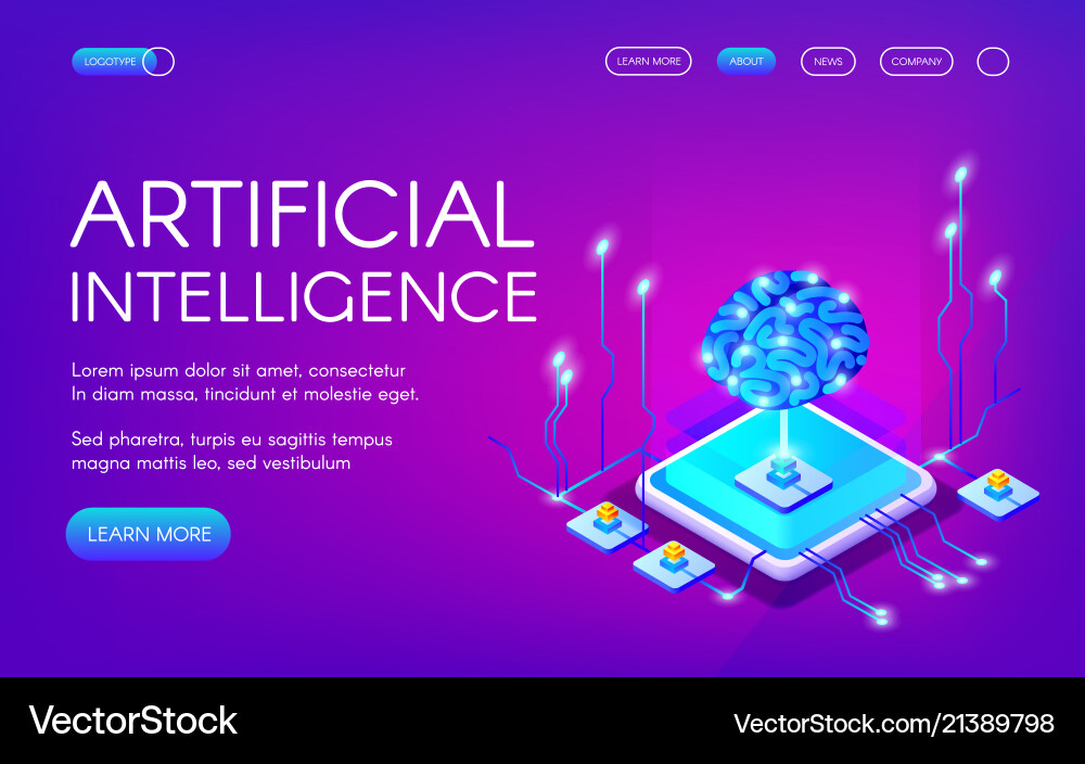 Artificial intelligence brain Royalty Free Vector Image