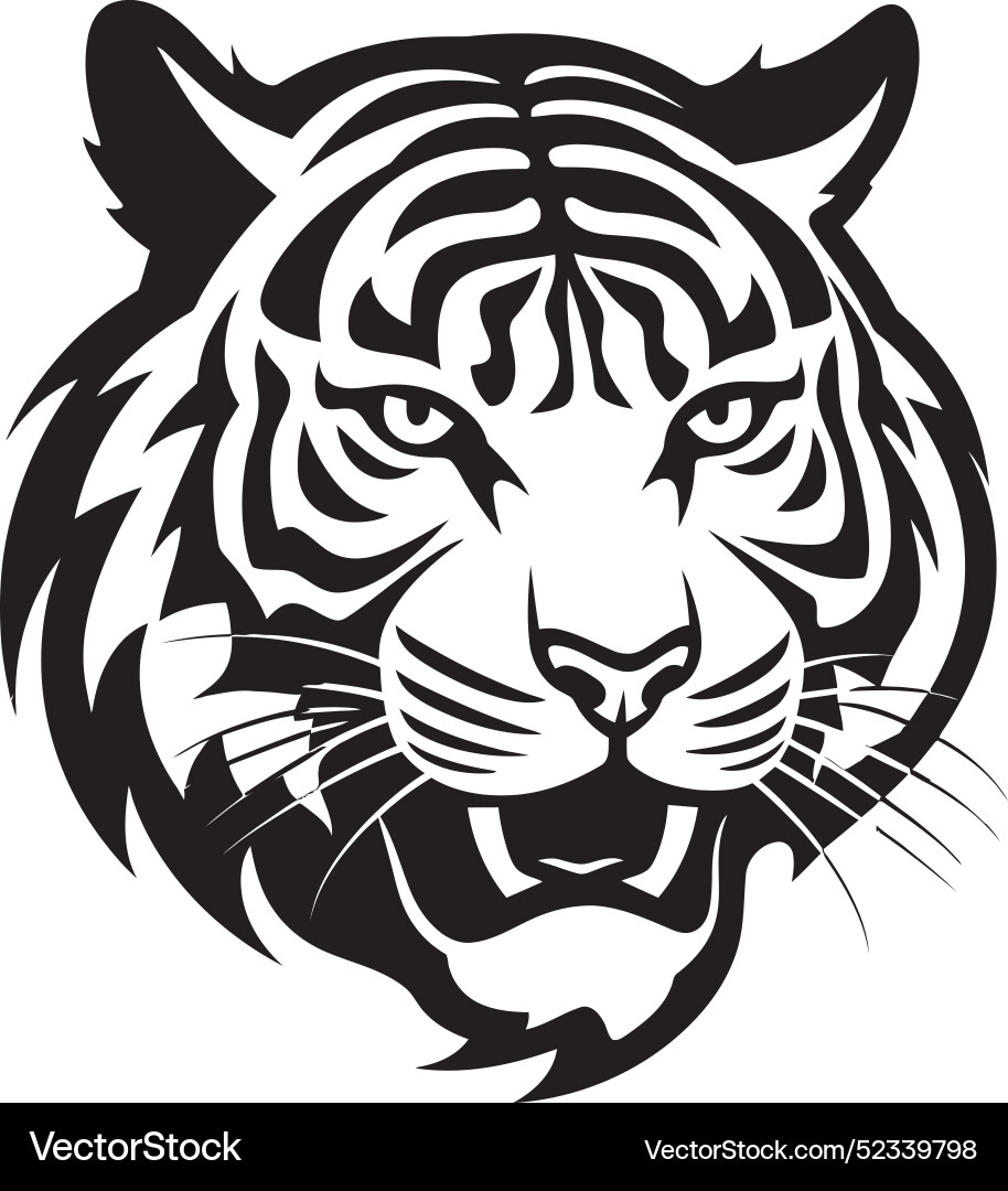Black ink tiger portrait Royalty Free Vector Image