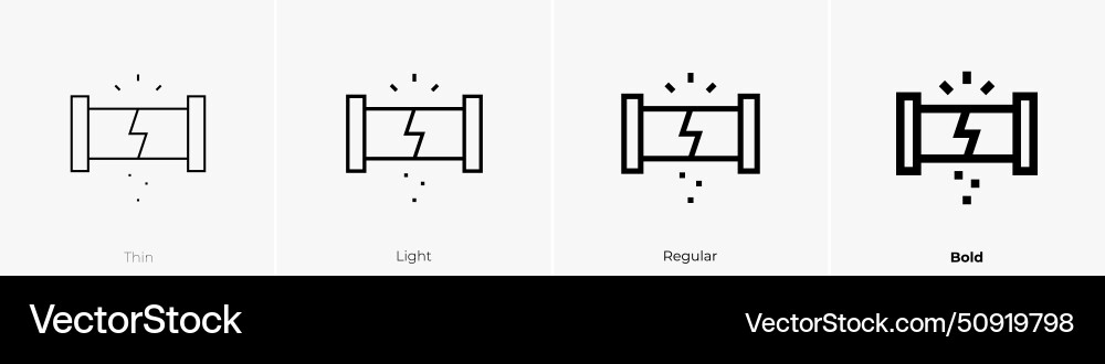 Broken pipe icon thin light regular and bold Vector Image