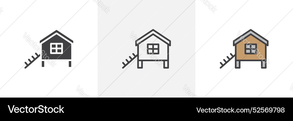 Chicken coop icon set on white background Vector Image