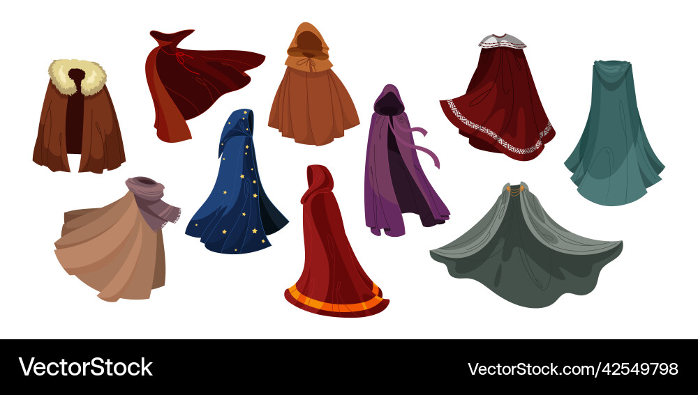 Cloaks of magic characters set Royalty Free Vector Image