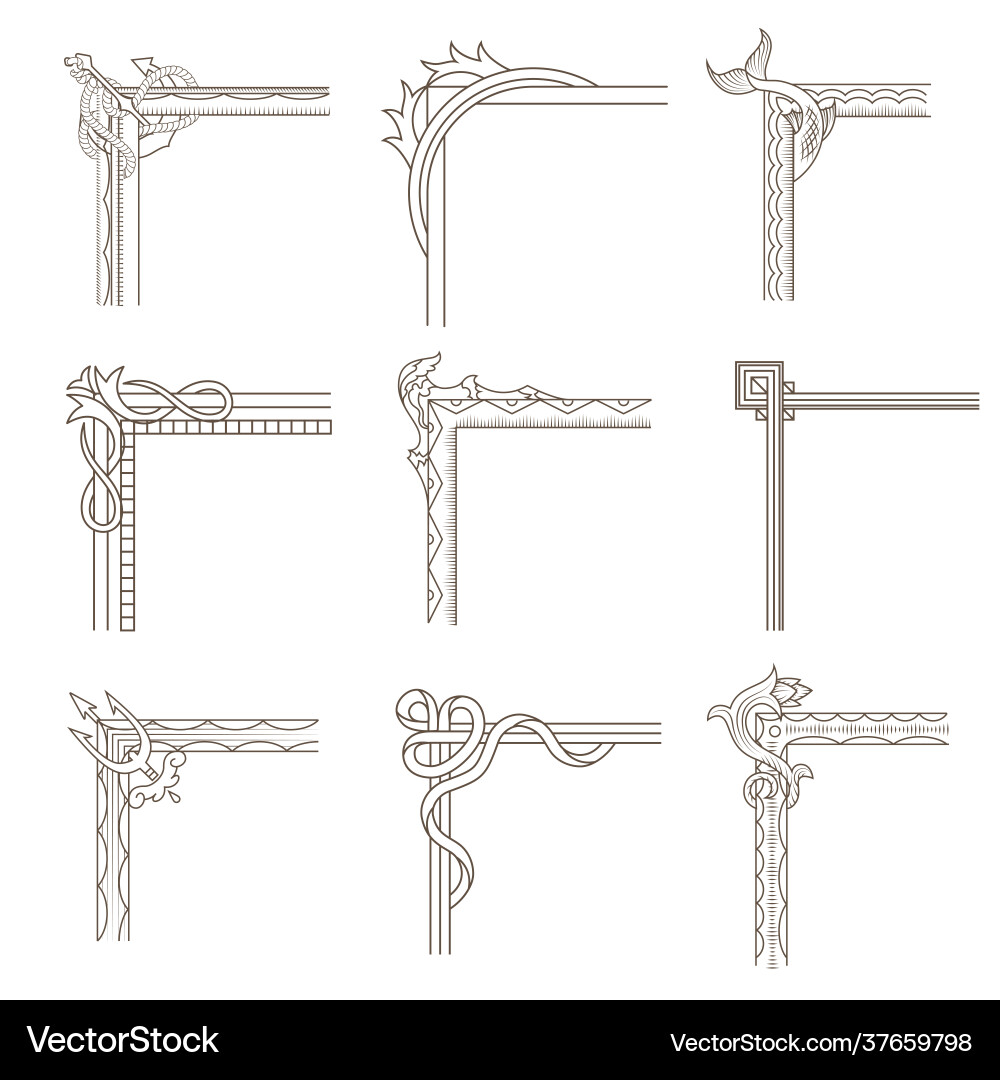Collection design corners for old frame retro Vector Image
