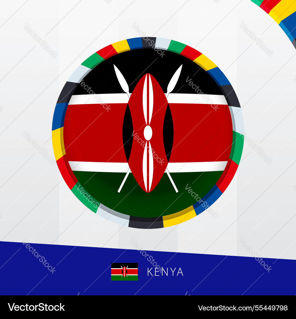 Kenya flag with colorful circle border Royalty Free Vector