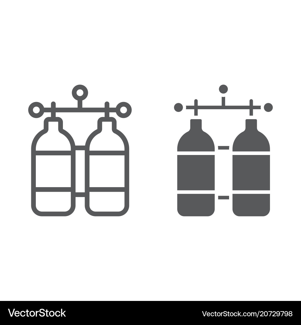 Oxygen tank line and glyph icon diving Royalty Free Vector