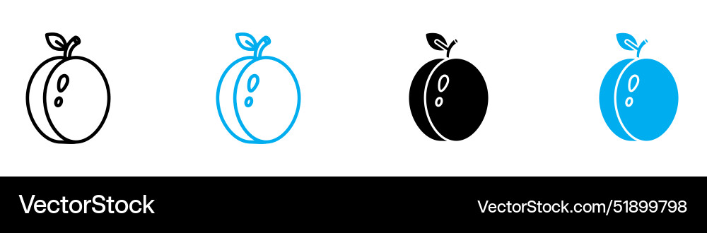 Plum icon set collection for web Royalty Free Vector Image