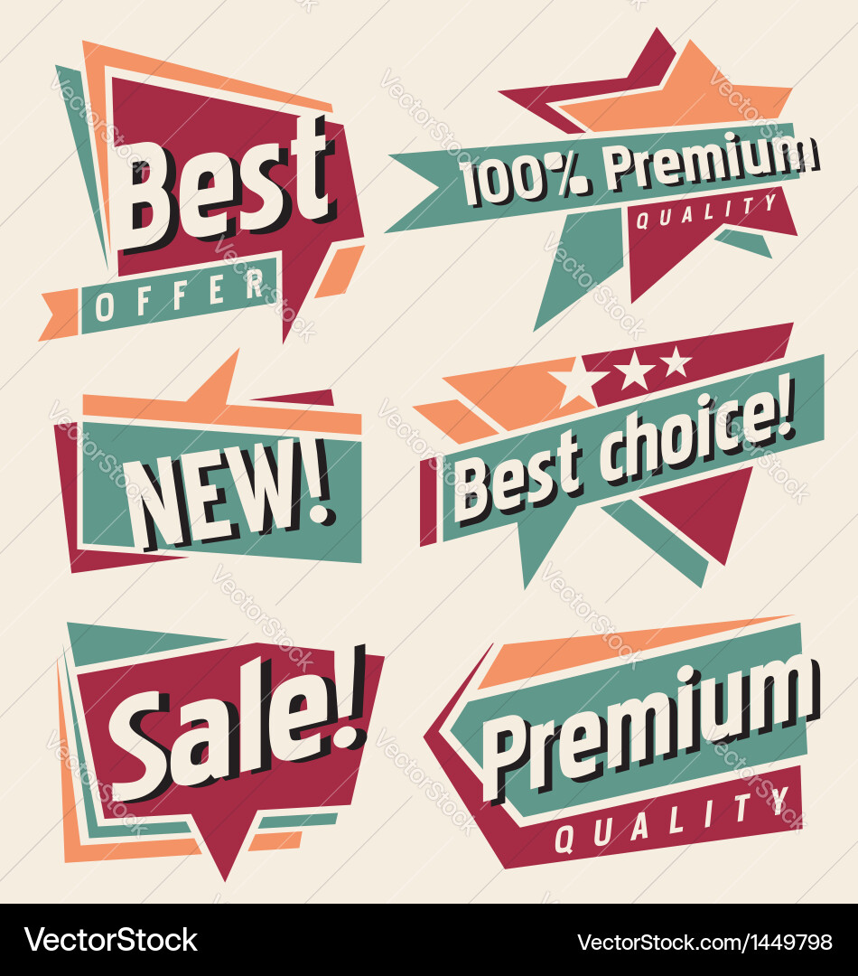 Retro Promotional Labels Set Royalty Free Vector Image