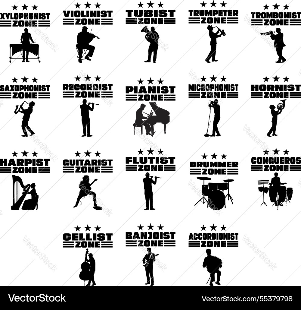 Unique musicians instrumentalists collection Vector Image